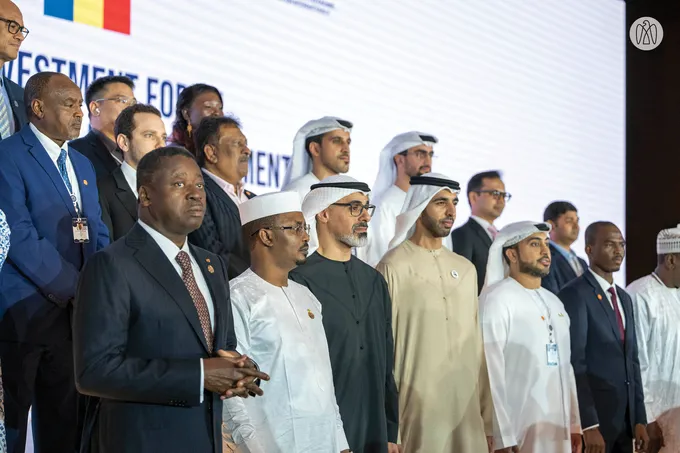 President of Chad and Khaled bin Mohamed bin Zayed witness announcement of 18 Memoranda of ...